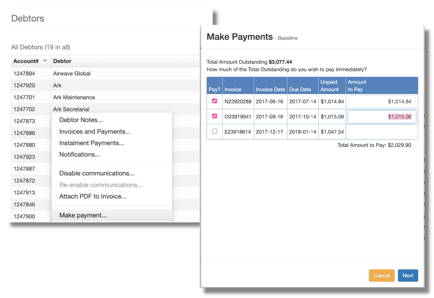 Make Payments function Make Payments function